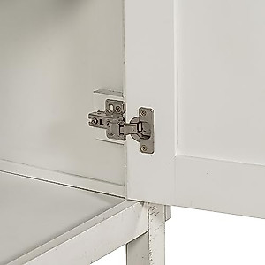 Retro Buffet Cabinet with 2 Storage Cabinets,3 Drawers and Adjustable Shelves,64" Solid Wood Storage Sideboard with Metal Knob Handles for Living Room Office Bedroom,Kitchen (Antique White-64")