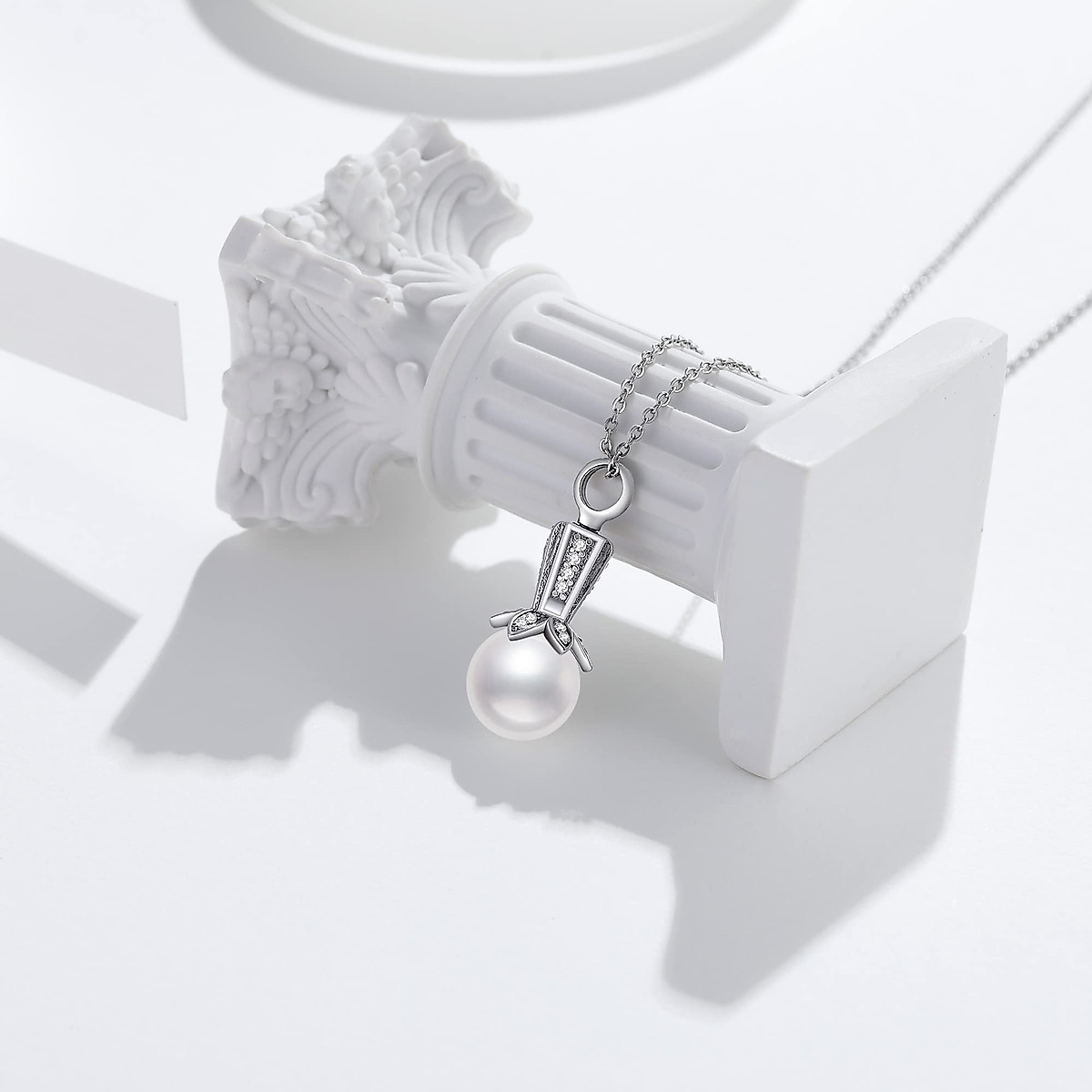 Pearl Urn Necklace for Ashes Sterling Sliver Cremation Jewelry for Ashes Memory Keepsake Necklace Ashes Necklace for Women Girls