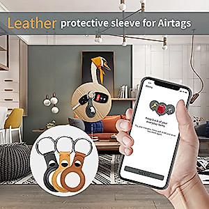 HXL New Leather Case for Apple AirTag Finder, Anti-Scratch Protective Leather Case with Keychain, 1 Pack Anti-Lost Open Port Design (Dual Hole - Brown)