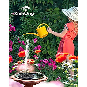 Xinhong Solar Fountain or Bird Bath, 1W Solar Bird Bath Fountains Pump with 10 Nozzles, 5.1" Mini Solar Powered Water Fountain Outdoor Watering Submersible Pump for Garden, Ponds, Pool, Fish Tank