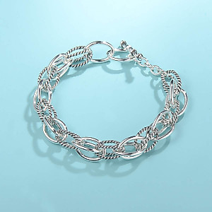 UNY JEWEL Bracelet Designer Brand Inspired Antique Women Jewelry Double Twisted Cable Link Wire Vintage Valentine Christmas Gift (2 Tone)