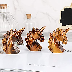 Artistone Tiger Eye Crystal Unicorn Figurine 3 Inch Carved Gemstone Decorative Unicorn Statue Ornament Collectible Healing Stone for Home Decor Birthday Mothers Day Christmas