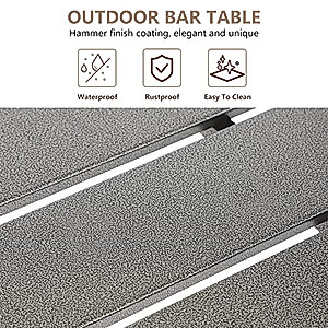 ONLYCTR Outdoor Bar Table, Patio Counter Height Bar Table, 55" Rectangle Bar Table for Patio, Garden, Yard, Balcony, Poolside (Grey, 55inch-Length)