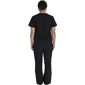 Vital Threads Men and Women Scrubs Set V-Neck Top & Drawstring Pant, VT509C, M, Black