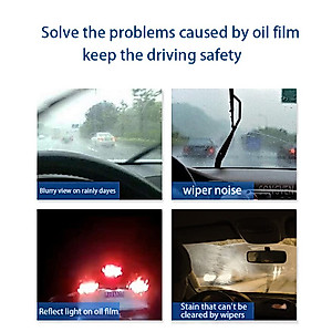 SONGVEN Car Glass Oil Film Cleaner with Sponge Automotive Car Glass Oil Film Clear Removal Cream Paste Automotive Oil Stain Remover Car Glass Stripper Water Spot Remover Kit