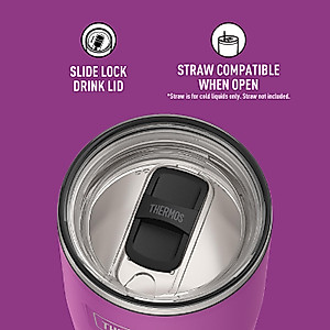 THERMOS ICON SERIES Stainless Steel Cold Tumbler with Slide Lock, 24 Ounce, Plum