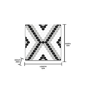 FloorPops FP2950 Leyton Peel & Stick Floor Tiles, Black