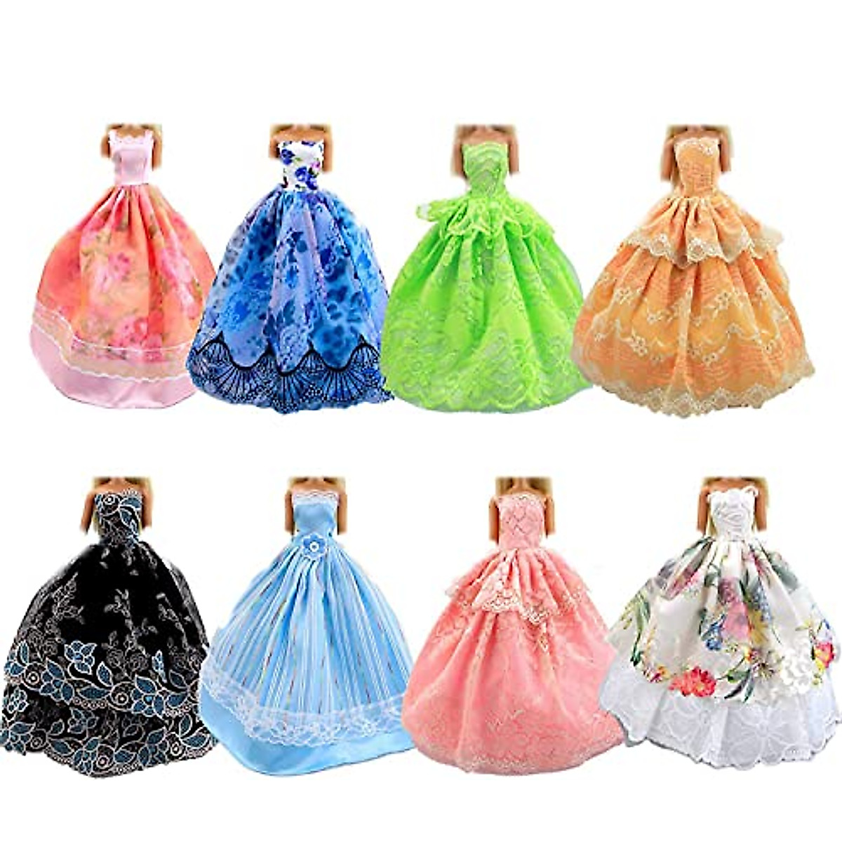 BJDBUS 5 Pcs Handmade Wedding Party Dress Lace Gown for 11.5 Inch Girl Doll Clothes Accessories Random Set