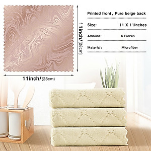 ALAZA Dish Towels Kitchen Cleaning Cloths Marble Pattern Rose Golden Dish Cloths Super Absorbent Kitchen Towels Lint Free Bar Tea Soft Towel Kitchen Accessories Set of 6,11"x11" 18