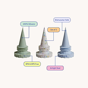 GIR: Get It Right Premium Silicone Bottle Stoppers Mitt - Reusable Wine and Beverage Cork- Set of 3, Celebration Set