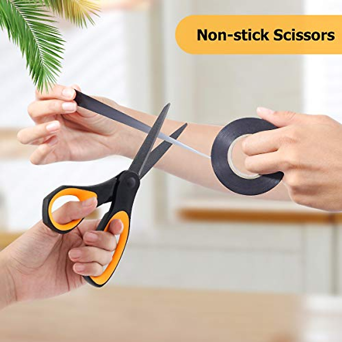Scissors, iBayam 3 Pack 8" All Purpose Nonstick Scissors, 2.5MM Thickness Titanium Blades with Comfort Grip, Heavy Duty Scissors for Office School Home Classroom General Use Art and Craft DIY Supplies