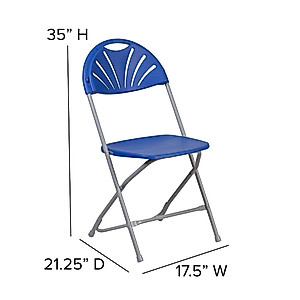 Flash Furniture 2 Pack HERCULES Series 650 lb. Capacity Blue Plastic Fan Back Folding Chair
