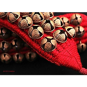 Art Of Creation Kathak Ghungroo Anklet Bells 3 Line 60 Big Bells Musical Dancing Instrument Classical Bharatnatayam Kuchchipudi Ghungru (Red Paded)