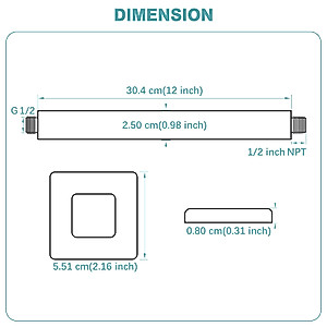 BESTILL 12 Inch Matte Black Ceiling Mount Shower Arm and Flange, Square