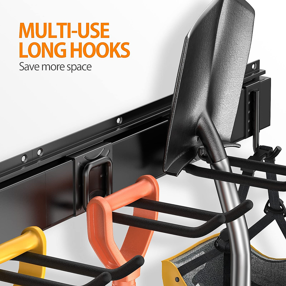 Garage Wall Organizer, Garden Tool Organizer, Garage Tool Organizer Wall Mount, Heavy Duty Steel Wall Holders for Yard Tools Hanger, Corner Shelves with Rake & Shovel Rack, Garage Gifts for Men