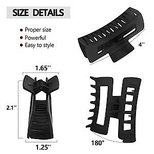 Beauty.H.C Large Nonslip Matte Neutral Claw Hair Clips for Thick, Thin or Curly Hair - 8 Strong Hold Jumbo 4.1 Inch Jaw Clips for Women and Girls