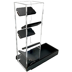 C4Labs Dice Tower & Tray | Clear with Wooden Paddles | Watch The Dice Decide (Black)