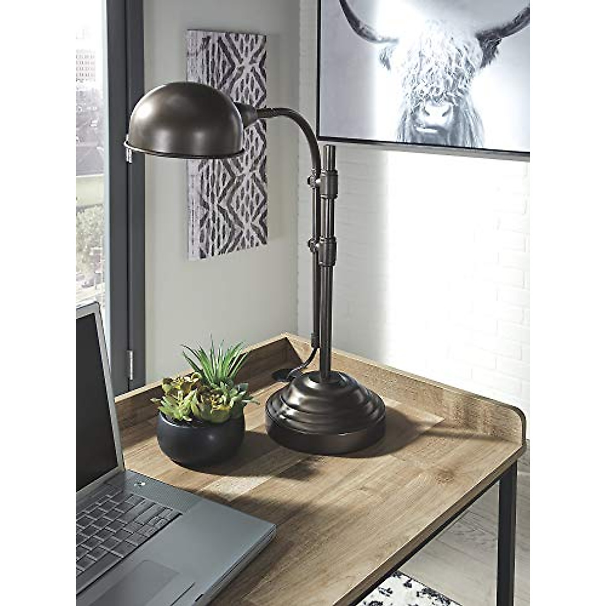Signature Design by Ashley Gerdanet Casual 43" Sleek Home Office Writing Desk, Beige & Black
