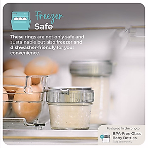 Mason Bottle Plastic Mason Jar Rings/Bands (Set of 3) Fits All Regular Mouth Mason Jars, Reusable and Rust-Free, Non-Toxic BPA Free (Silver, Regular-Mouth)