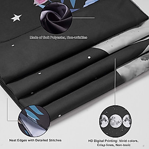 Pocass Moon Phase Tapestry with Floral Vine Butterfly Moonlit Garden Tapestry Black Background Flower Wall Hanging Tapestry for Home 59.1ʺ × 78.7ʺ