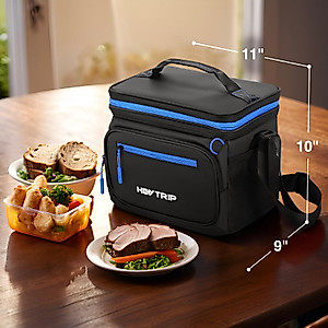 HEYTRIP Expandable Insulated Lunch Box 24 Can Double Deck Cooler Bags Leakproof Lunch Bag for Man Large Lunch Cooler for Camping Travel Picnic(Black)