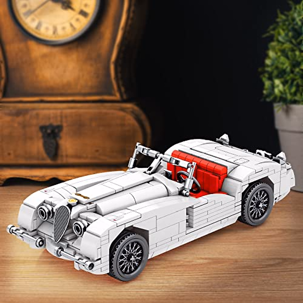 JMBricklayer Vintage Car Model Building Set 50109, White, 715 Pieces, Ages 14+, Pull-Back Mechanism, Adults & Teens Enjoyment