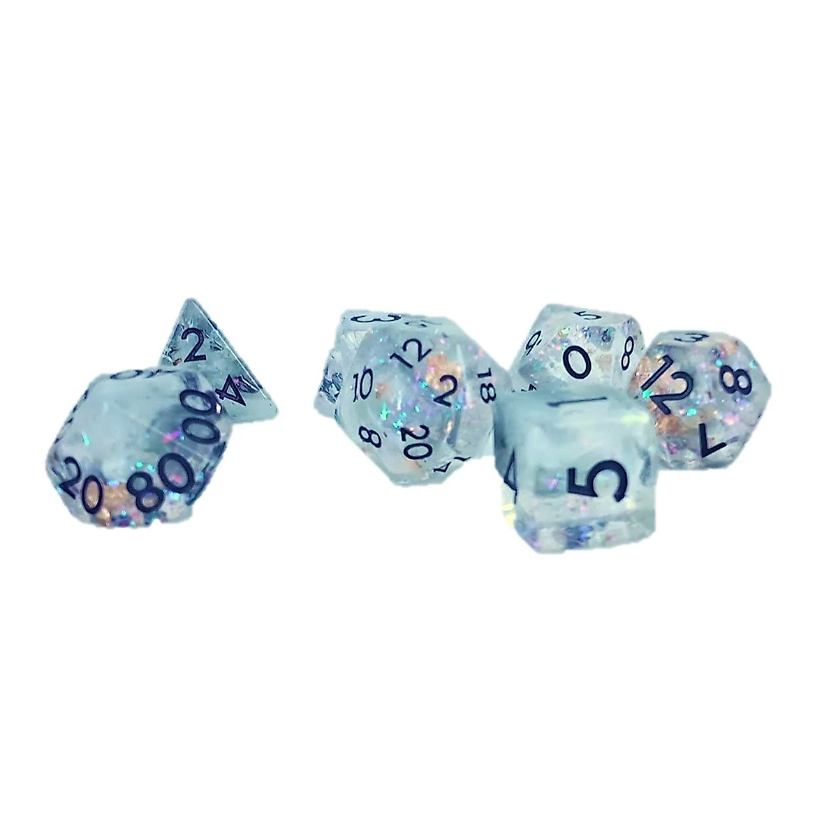 TRHOH RPG and D&D Resin Dice Set for Cold Damage - Chiseled from Fairy Death Ice
