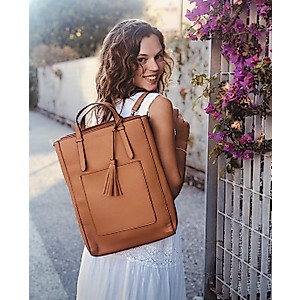 ECOSUSI Tote Bag Convertible Backpack Purse for Women Vegan Leather Handbag Multifuction Shoulder Bag