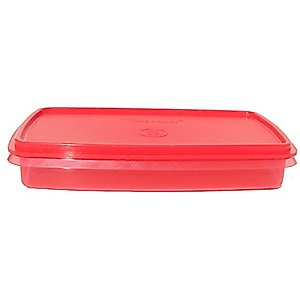 Tupperware Deli Meat or Cheese Keeper Slim Line 9 x 5 Inch Container in Strawberry Red