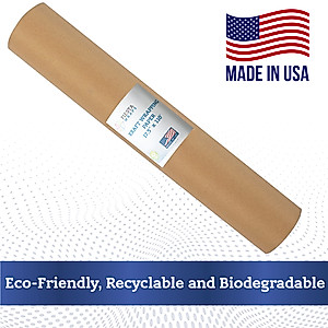 Brown Kraft Paper Roll 17.5 in x 1320 in (110 ft) Made in The USA - Brown Paper Roll - Brown Wrapping Paper Roll - Brown Craft Paper Roll - Roll of Paper - Kraft Wrapping Paper, Shipping Paper