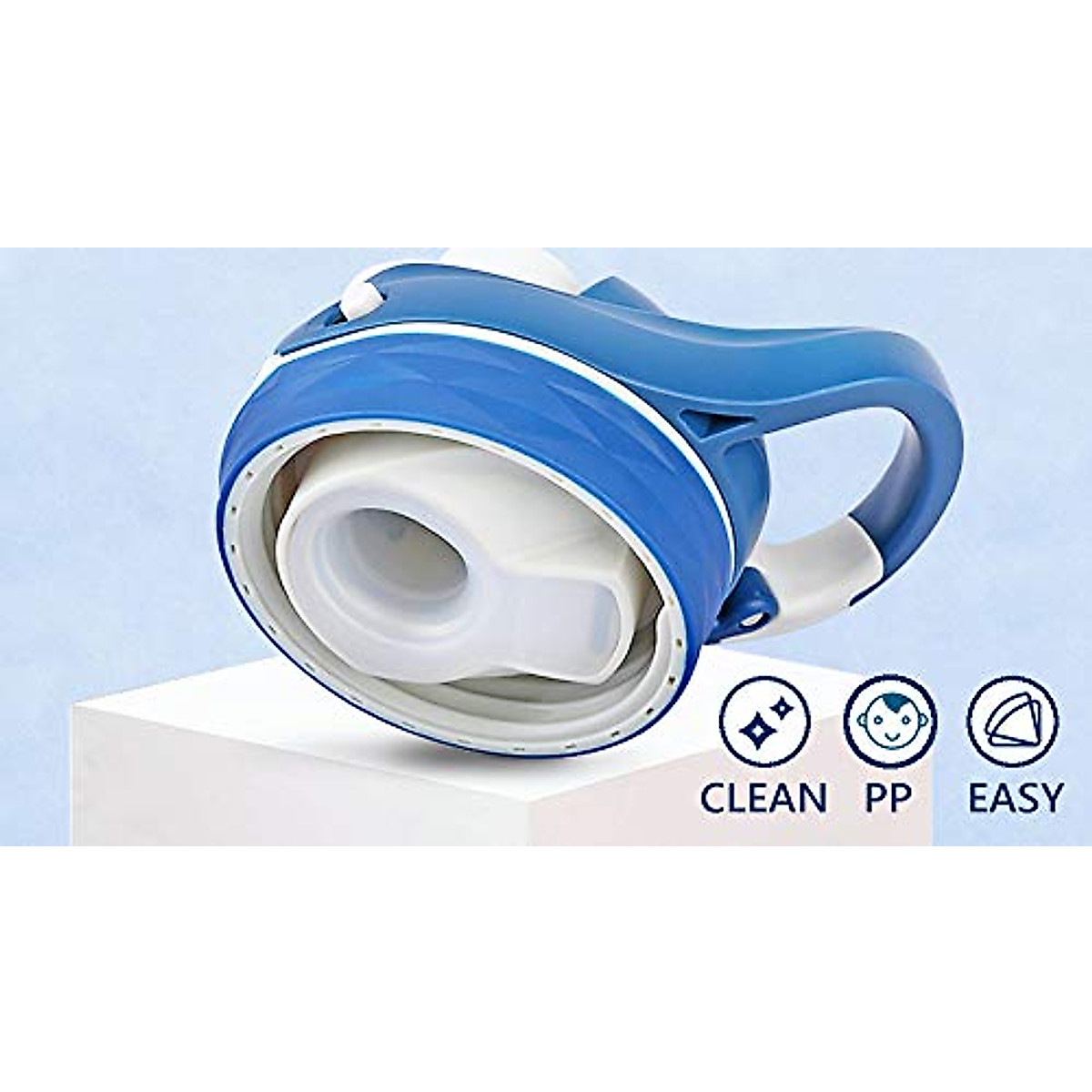 DEARART 2-Pack Blue Water Bottle 26oz & 16oz Capacity, Clear Bottles 100% Leakproof BPA FREE Hidden Cup Mouth With No Straw Has Handle For Sport Yoga, Gym, Walking, Basketball etc.