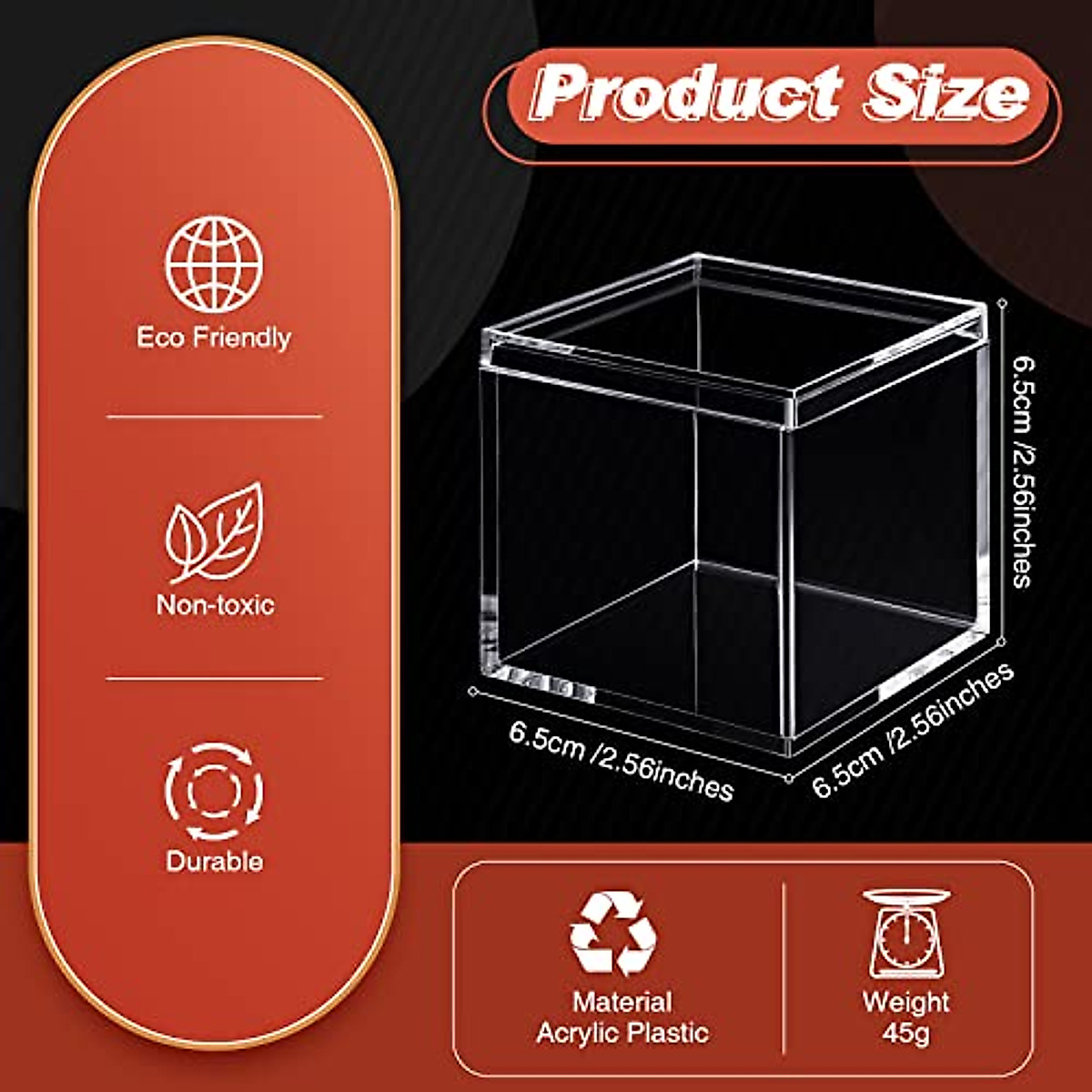 18 Pack Acrylic Boxes Clear Acrylic Cube Small Square Storage Box Acrylic Box with Lid Acrylic Display Box Stackable Small Container Clear Candy Cubes for Candy Jewelry Display (2.6 x 2.6 x 2.6 Inch)
