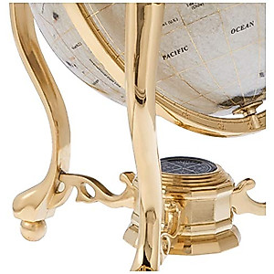 Uniquea Art 13-Inch Tall Pearl Ocean Table Top Gemstone World Globe with Gold Tripod