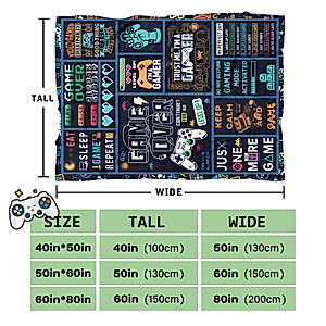 Bpsetsoe Gaming Blanket - Video Game Lovers Throws Blanket - 60'' x 80'' Black Fleece Blanket - Gamer Gift for Teen, Adult