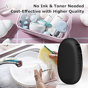 SUPVAN E10 Bluetooth Label Maker Machine with Tape, Continuous Waterproof Label, Versatile App with 35 Fonts and 1k+ Icons, Inkless Labeler for Home, Kitchen, School, Office Organization, Black