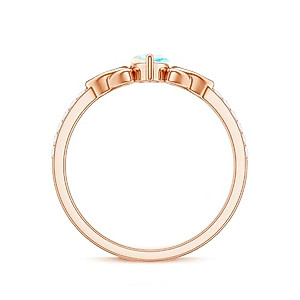 Natural Opal Diamond Celtic Knot Ring, AAA Quality, 4X8 MM Marquise Shape Opal Promise Ring - Ready To Gift, 14K Rose Gold, Size:US 7.00