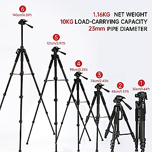 Adjustable Laser Level Tripod with 3 Direction Ball Head, Laser Level Tripod with Quick Release Plate with 1/4" Screw & 5/8'' Adapter with Bubble Level Multiusing Hook