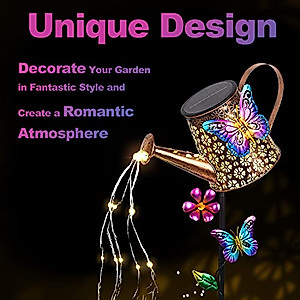 Solar Watering Can with Lights Outdoor Garden Decor,Waterproof LED Garden Stake Lights Decoration for Yard Lawn Patio Pathway Front Porch Landscape Gardening Gift for Mom Grandma Women Birthday Gifts