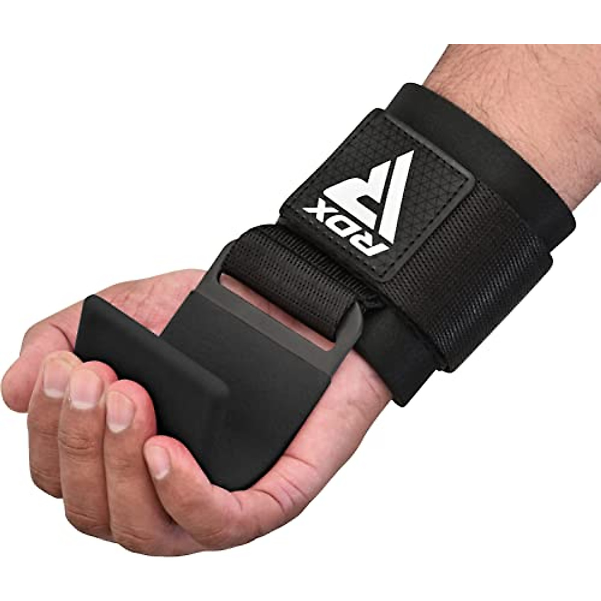 RDX Weight Lifting Hooks Straps Pair, Non-Slip Rubber Coated Grip, 8mm Neoprene Padded Wrist Wrap Support Powerlifting Deadlift Pull Up Fitness Strength Training, Gym Bodybuilding Workout, Men Women