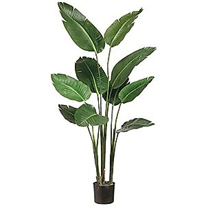 Silk Decor 5' Artificial Bird of Paradise Plant in Plastic Pot