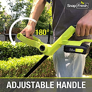 SnapFresh Battery Operated Lawn Trimmer, 20V Line String Trimmer with 13 ft 0.065” Trimmer Line Replacement Spools, 2.0Ah Battery, Fast Charger (Cordless String Trimmer)