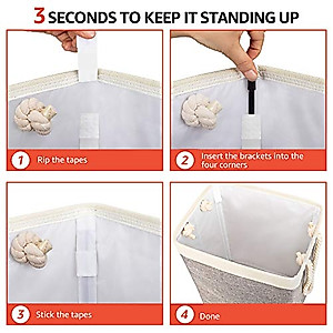 COSYLAND Laundry Basket with Rope Handles 65L Collapsible Linen Hamper Foldable Nursery Storage Baskets Bin for Bathroom, Toys and Clothing Organization