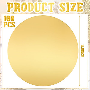 Tioncy Round Paper Placemats Decorative Disposable Place Mats Table Mats for Dining Wedding Table Decoration Home Banquet New Years Festive Party Birthday Holiday (Gold, 100)