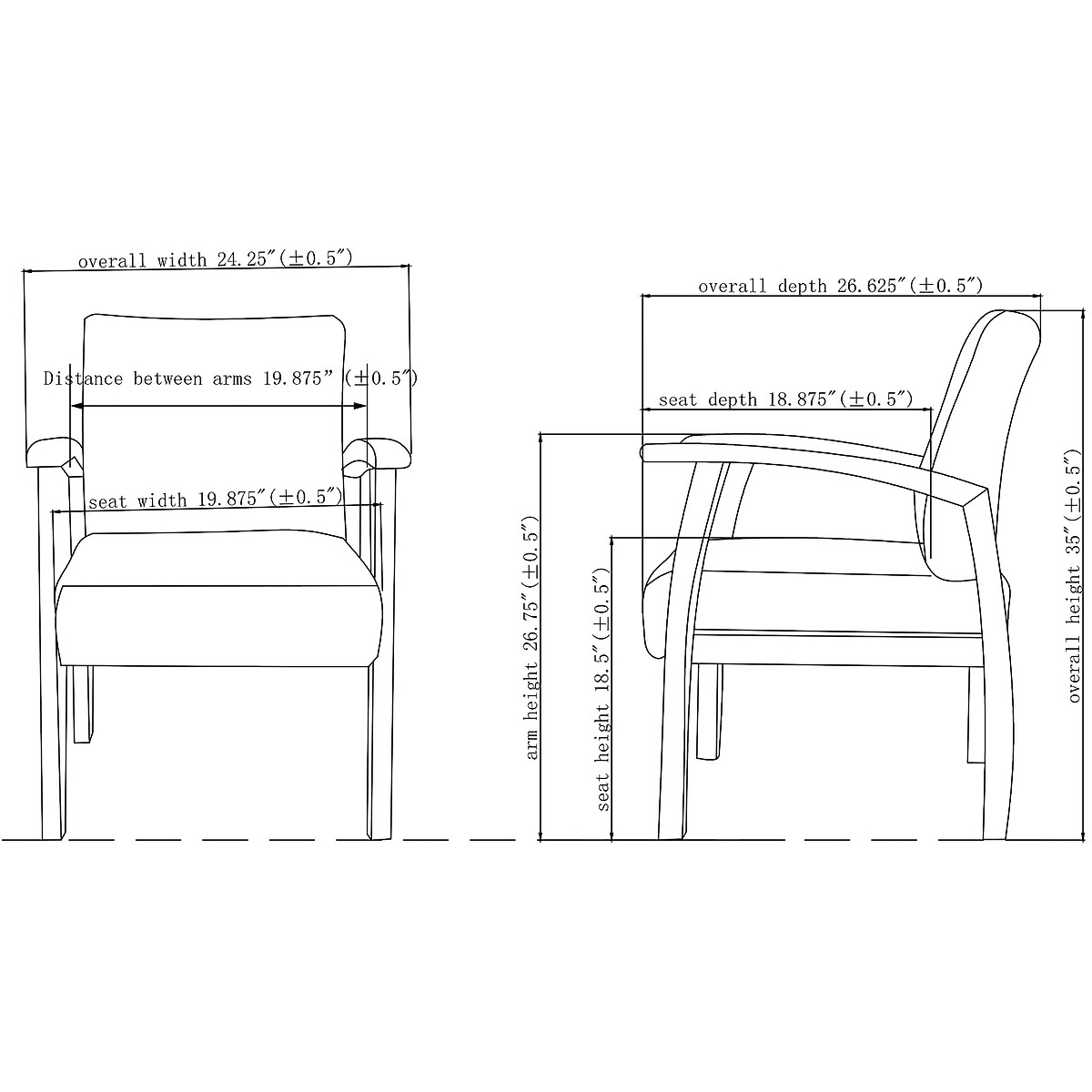 Lorell Chair, 23.5D x 22.3W x 9H in, Taupe/Espresso Frame