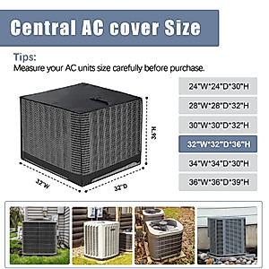 Air Conditioner Covers for Outside, Breathable Full Mesh With Waterproof Top Air Conditioner Cover for All Seasons, AC Unit Cover Protect from Cotttonwood Fluff, Leaves, Debris, 32"W x 32"D x 36"H