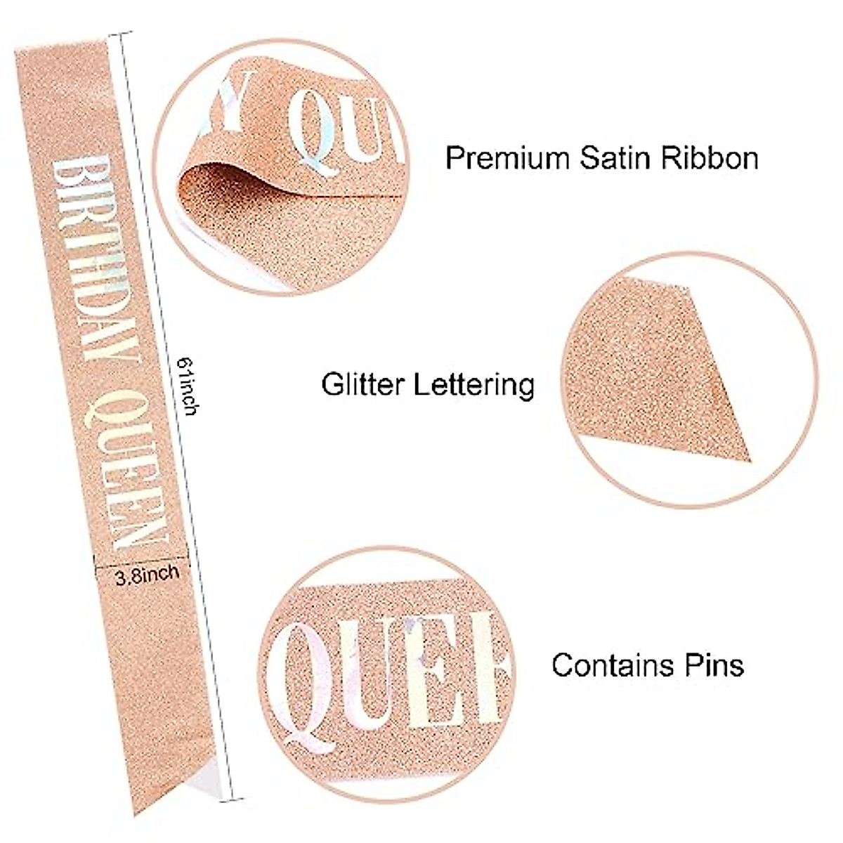 KICOSY Tiaras for Women Birthday Queen Tiara and Sash Set Birthday Crown for Women Birthday Tiara for Girls Rhinestone Crown Birthday Queen Sash Birthday Gifts Birthday Decorations for Women