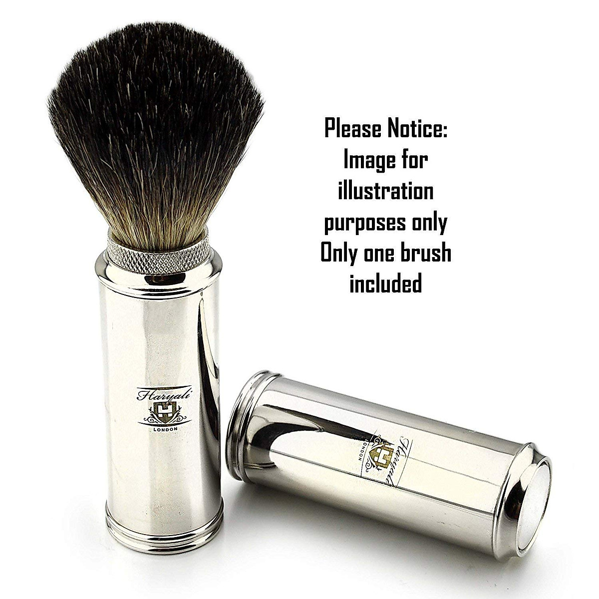 JAG Shaving brush Badger Hair Travel Shaving Brush in Nickel Plated Handle