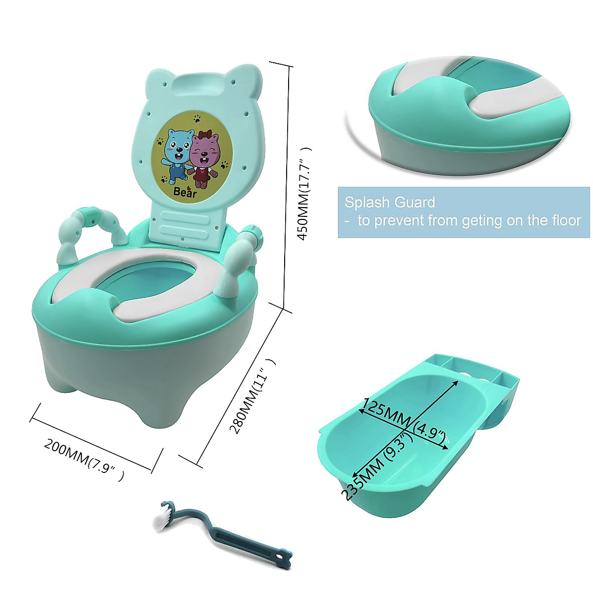 HTTMT- Baby Kids Green Bear Portable Potty Training Toilet Seat With Pad Toddler Lovely Toilet Comfortable Soft Seat Stool Chair [P/N: ET-BABY003-GREEN]