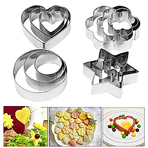 Cookie Cutters Pastry Biscuit Cutters, 12 Pcs Metal Stainless Steel Heart Star Circle Flower Shaped Mould