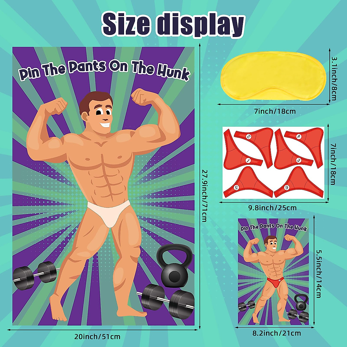 Adecortalk Bridal Shower Bachelorette Party Games Pin The Stickers On The Hunk with 42 Stickers for Bridal Shower Engagement Wedding Bachelorette Party Girls Night Party Games